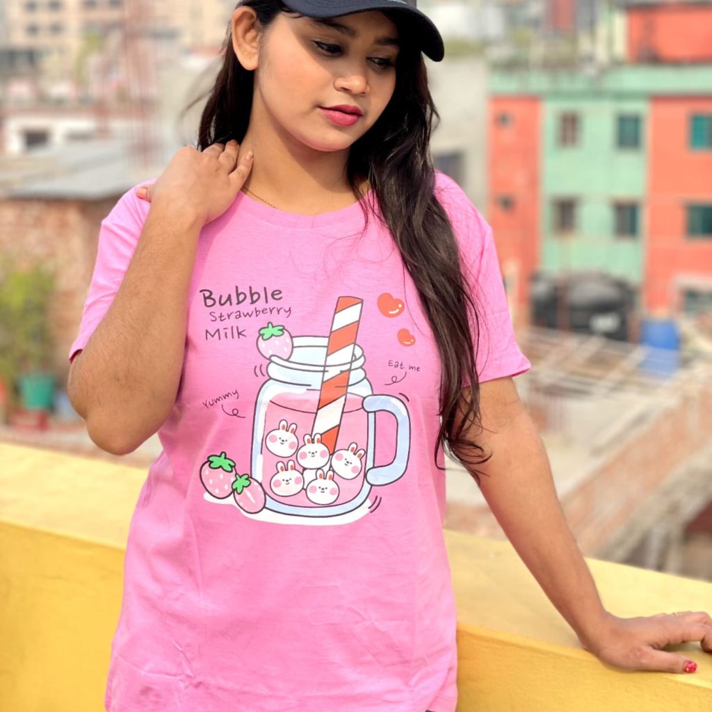 DTF Printed ladies T shirt | Half Sleeve Plain – Fabvyna.com